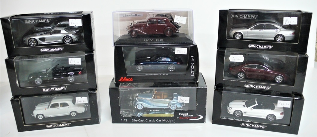 Lot 77 - Nine 1/43 scale Mercedes-Benz model cars